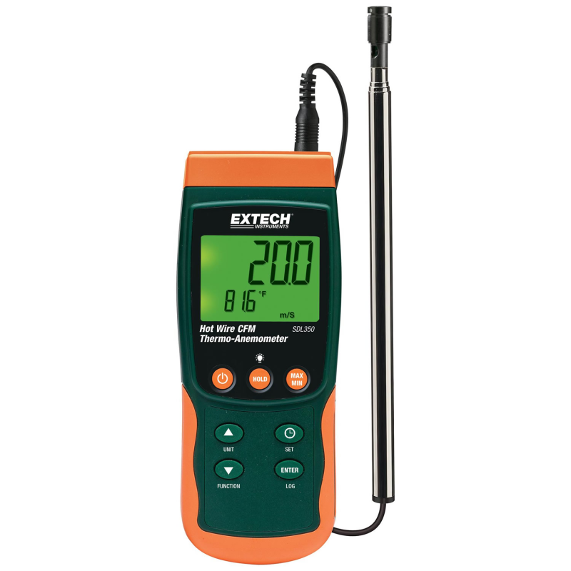 Extech SDL350 Hot Wire CFM Thermo-Anemometer/ Datalogger with 2G SD Card